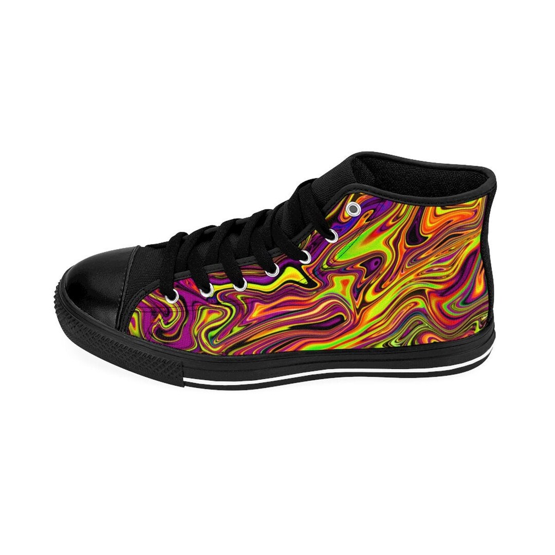 Men's Rave Shoes, Trippy Psychedelic Sneakers, Psytrance Outfit Hippie ...