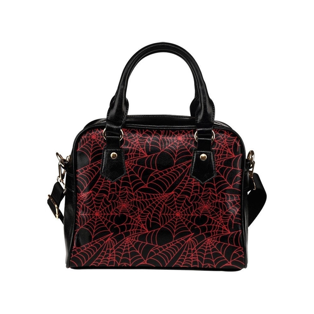 Gothic Handbag Purse Shoulder Bag Spiderweb Red Black Dark Creepy ...
