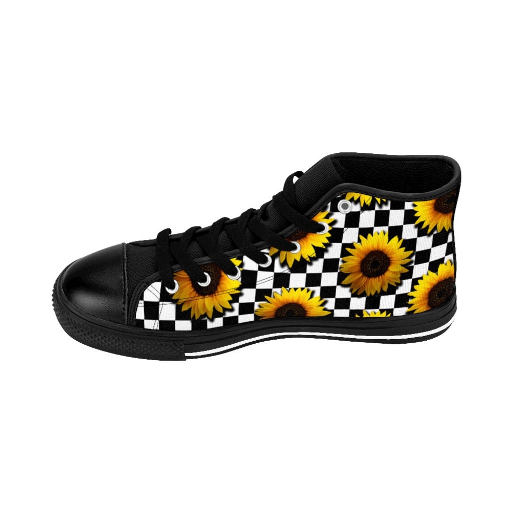 Womens Checkered Sunflower Sneakers High Tops Fashion Shoes - Etsy