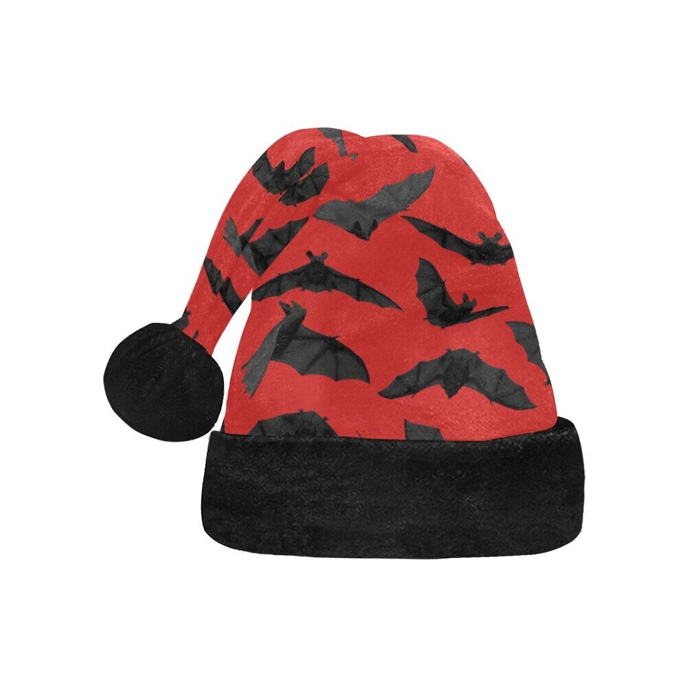 Goth Santa Hat Gothic Christmas Cap Red Black Bats Alt Holiday - Etsy