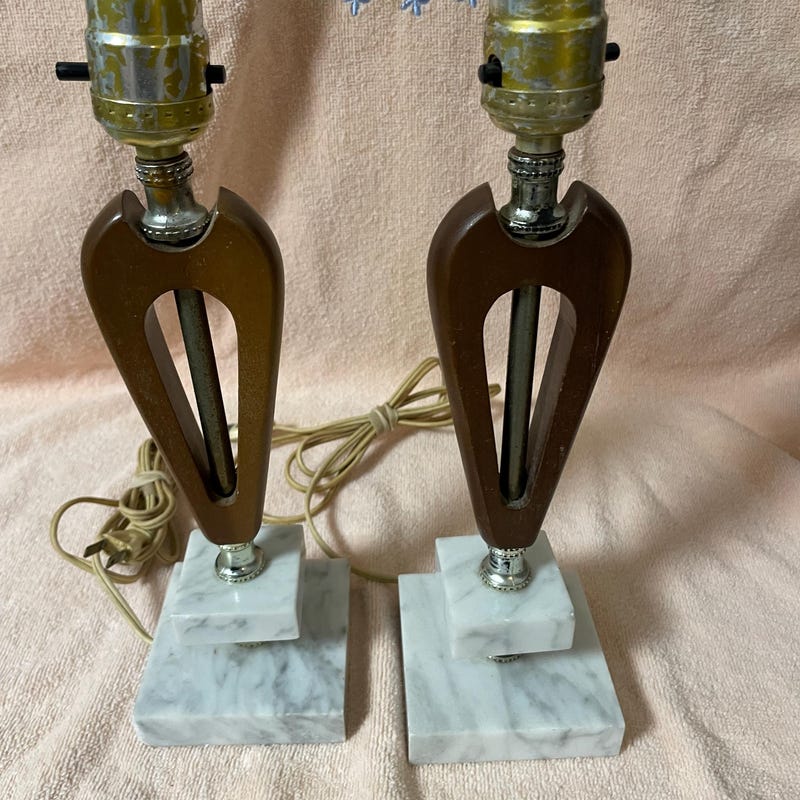 Vintage Mcm Teak Table Lamp - Etsy
