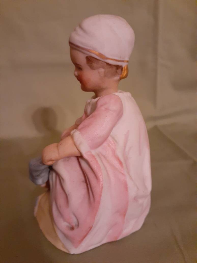 Victorian German Bisque Nodder Little Girl With Sock - Etsy