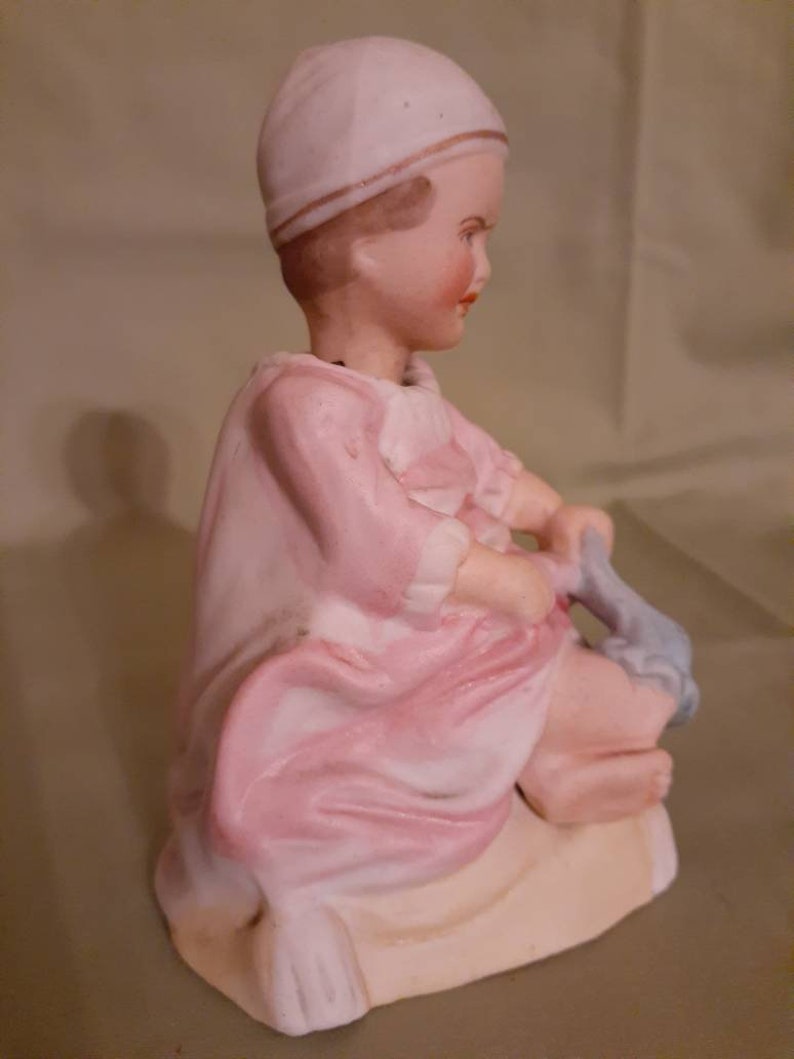Victorian German Bisque Nodder Little Girl With Sock - Etsy