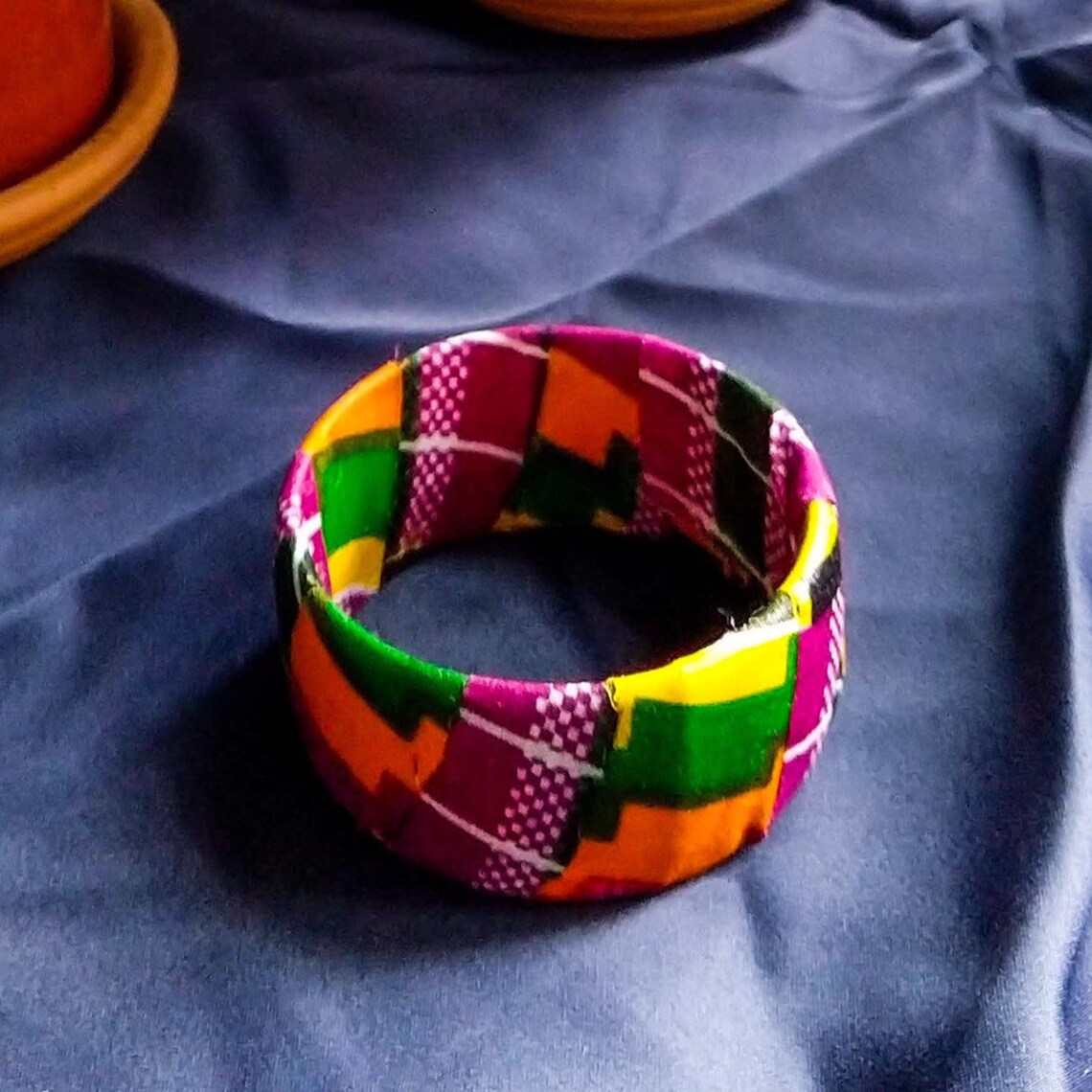 Upcycled Fabric Covered Bracelets | Etsy