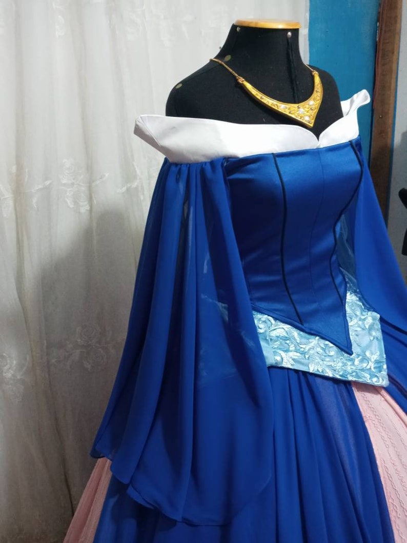 Cosplay Aurora Blue With Pink Dress Adult Costume Customade - Etsy