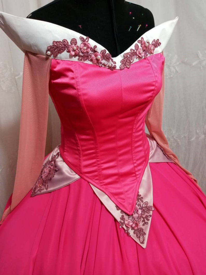 Disney Cosplay Aurora Pink Dress Costume Adult Customade Etsy