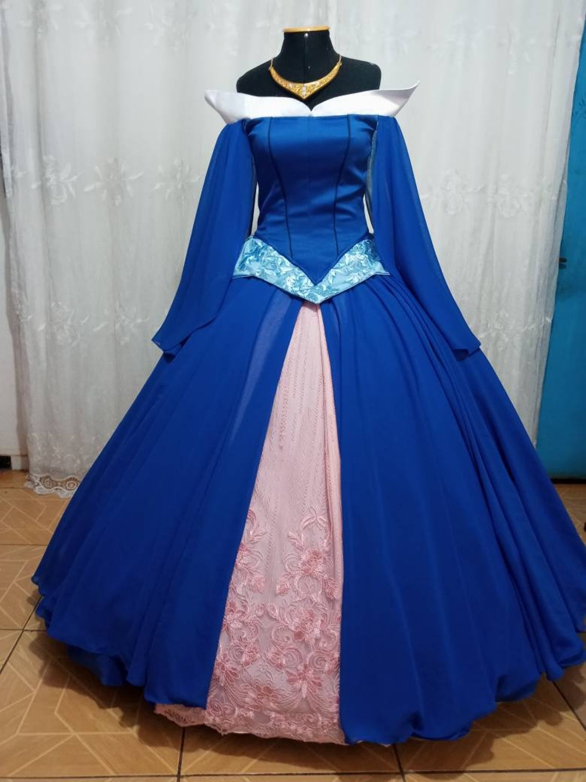 Cosplay Aurora Blue With Pink Dress Adult Costume Customade - Etsy