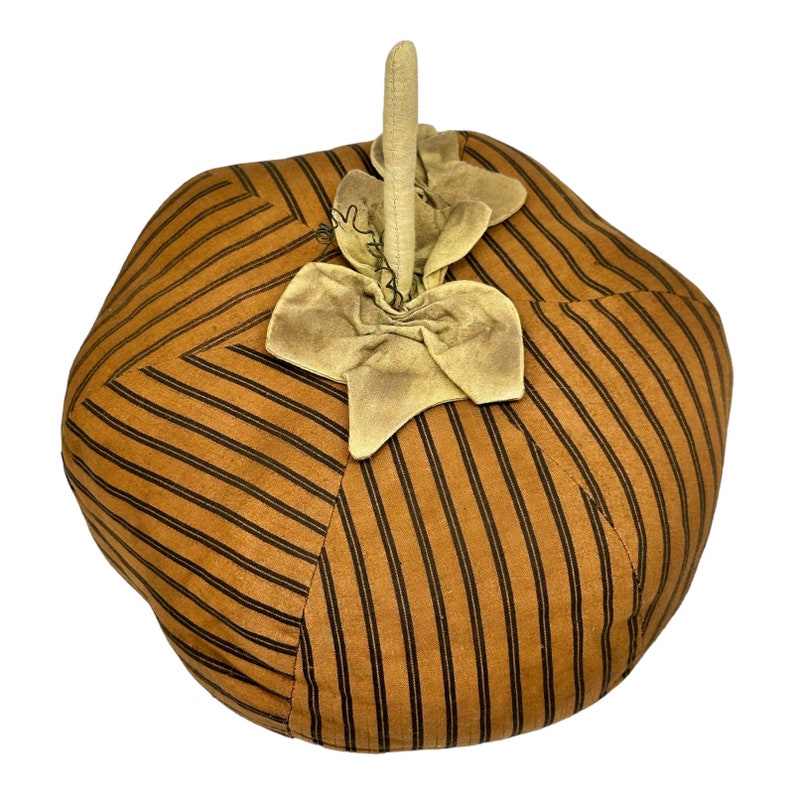 Vintage Lang Primitive Folk Art Halloween Fabric Striped Pumpkin With ...