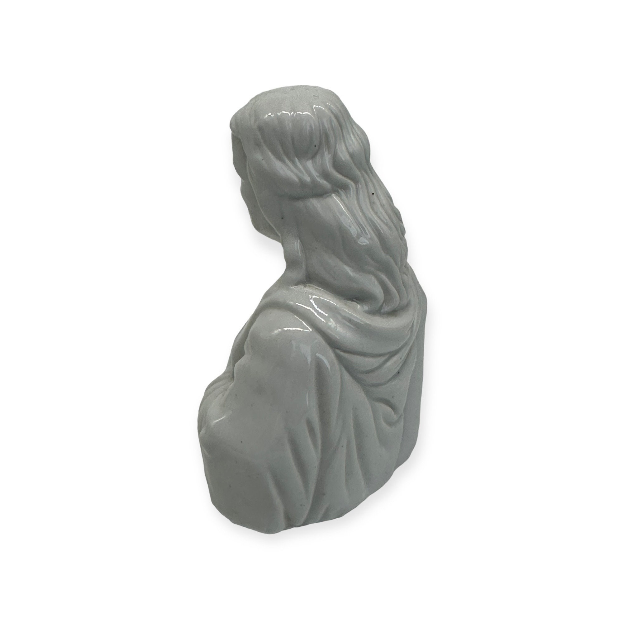 Vintage Ceramic Praying Jesus Figure Holding A Cross White Glaze ...