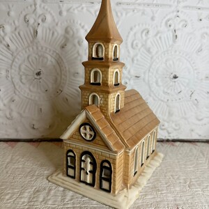 Vintage Hand Painted Christmas Ceramic Church No Light Mr. Ceramics USA ...