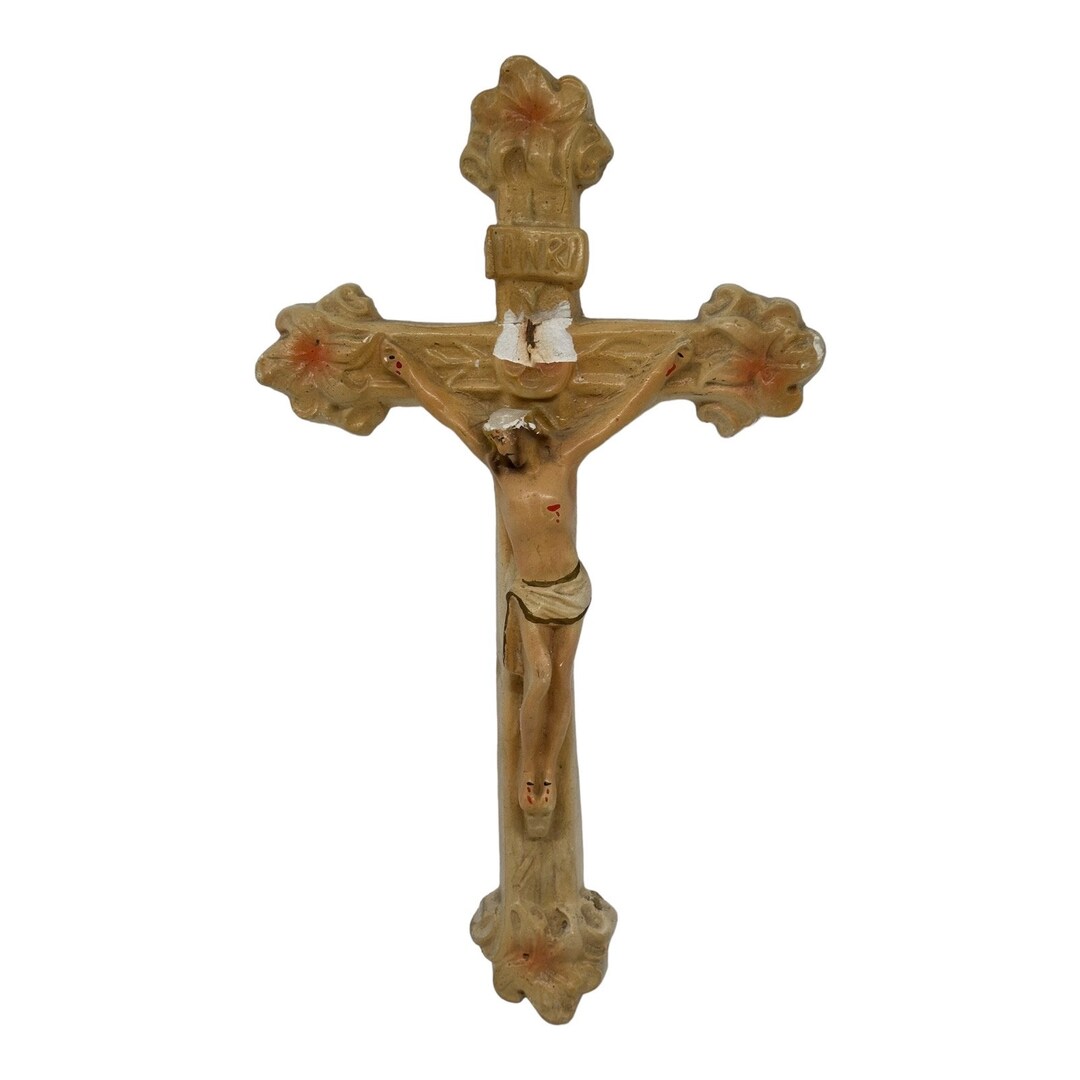 Vintage Chalkware Religious Jesus on the Cross Wall Hanging Plaque ...