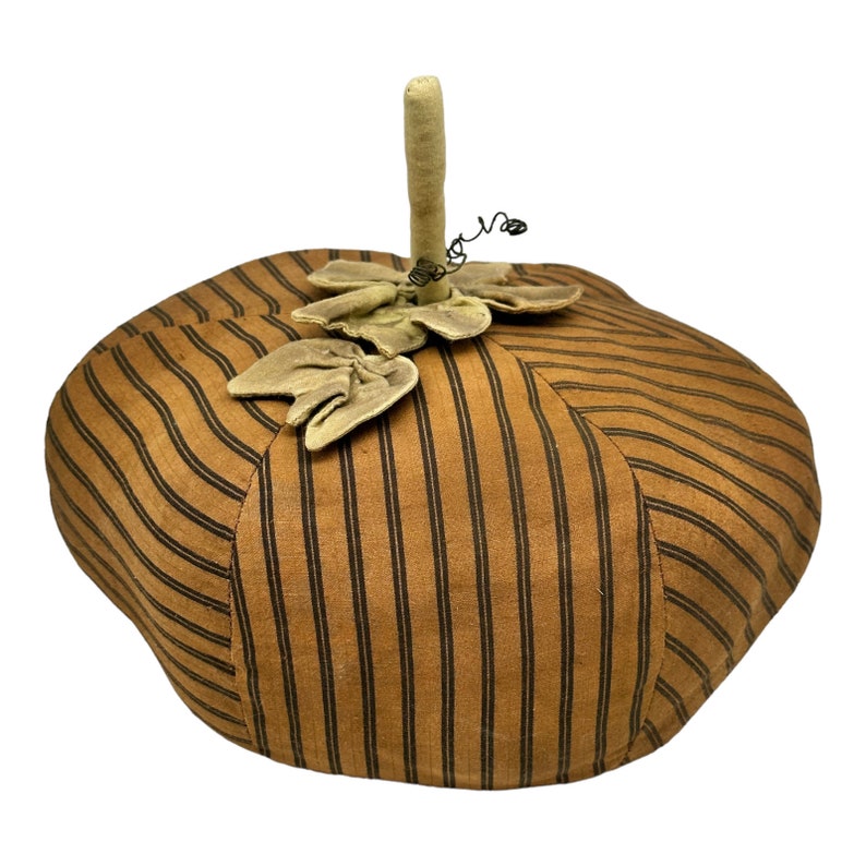 Vintage Lang Primitive Folk Art Halloween Fabric Striped Pumpkin With ...