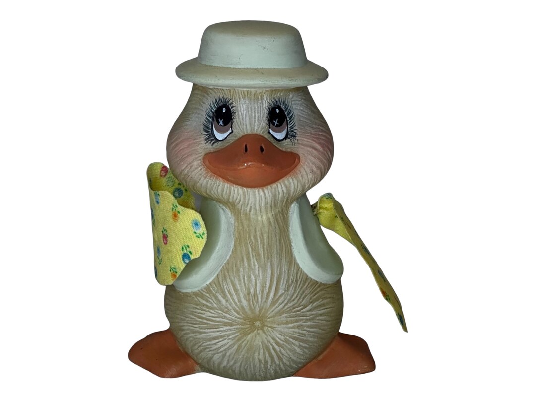 Vintage Ceramic Easter Chick With Calico Fabric Wings Hand-painted so ...