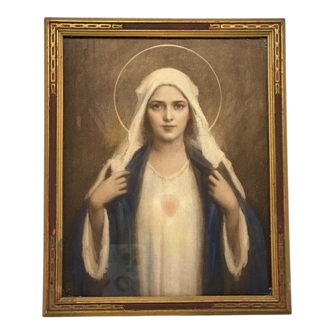Vintage the Immaculate Heart of Mary by C Bosseron Chambers Wood Framed ...