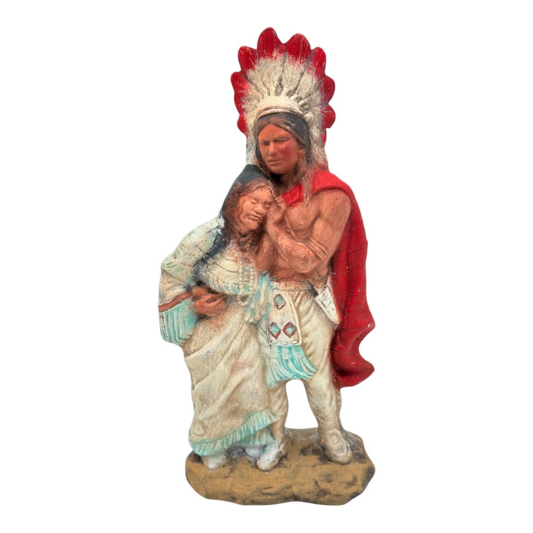 Vintage Ceramic Figurine Native American Indian Chief and Wife Hand ...