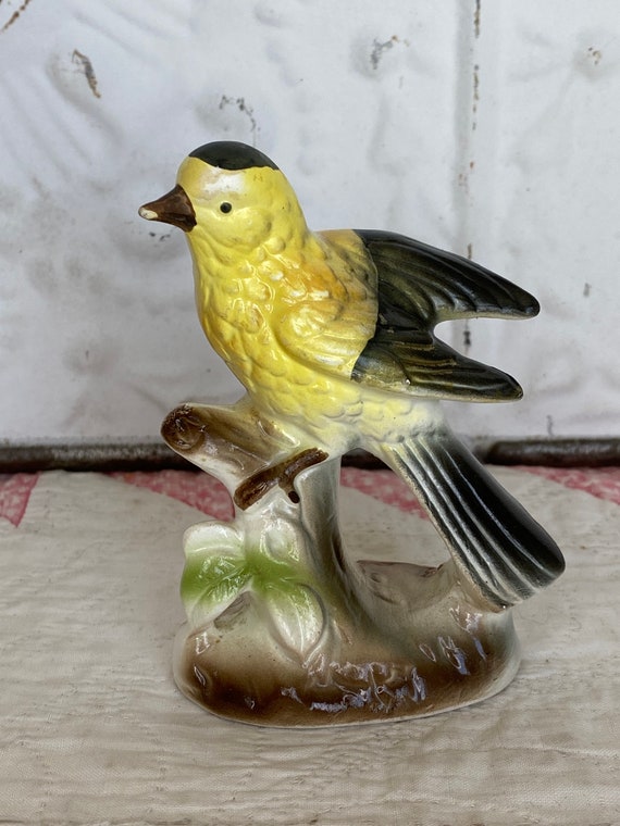 Vintage Gold Finch Glazed Ceramic Bird Figurine E 9224 4 Tall | Etsy
