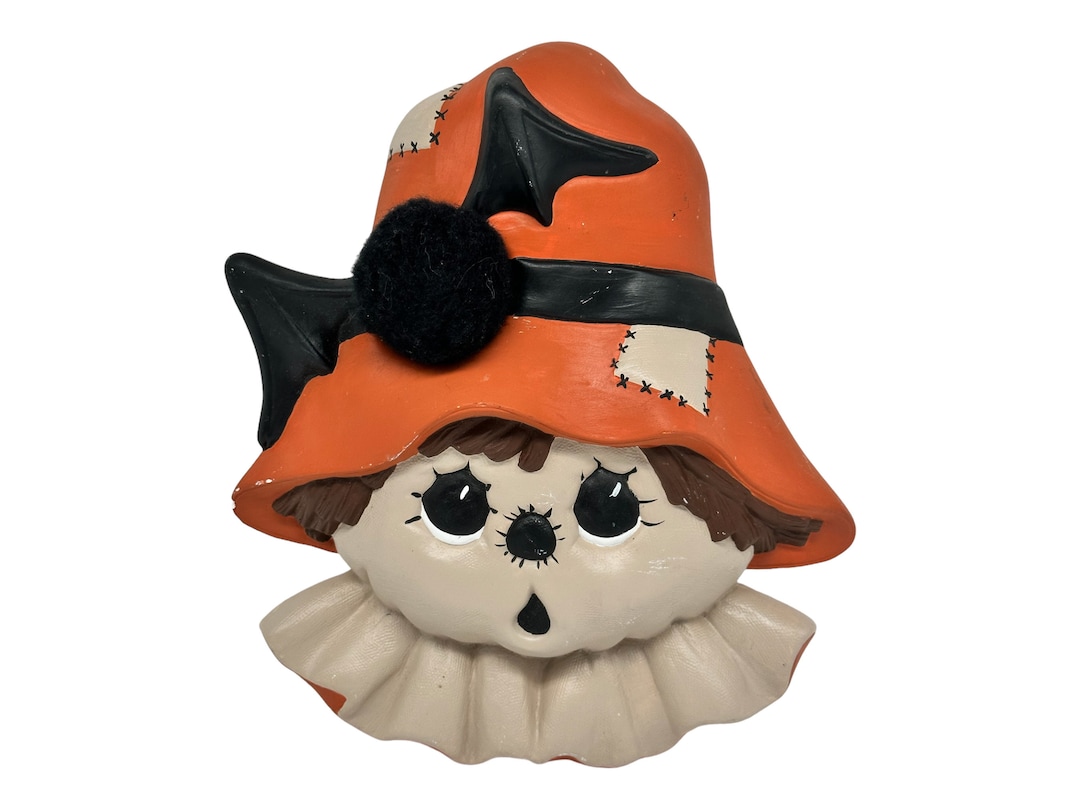 Vintage Hobbyist Ceramic Scarecrow Bat Hat Halloween Autumn Fall Wall ...