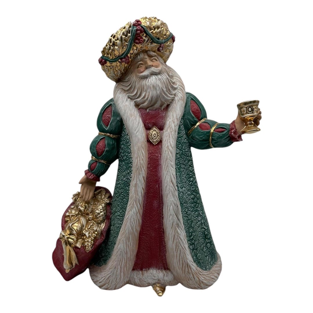 Vintage Santa Claus Ceramic Figurine~gold Trim~15” Tall~hand Painted ...