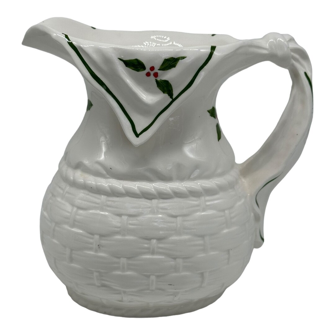 Vintage Shafford Original 1986 Christmas Serving Pitcher Napkin Holly 7 ...