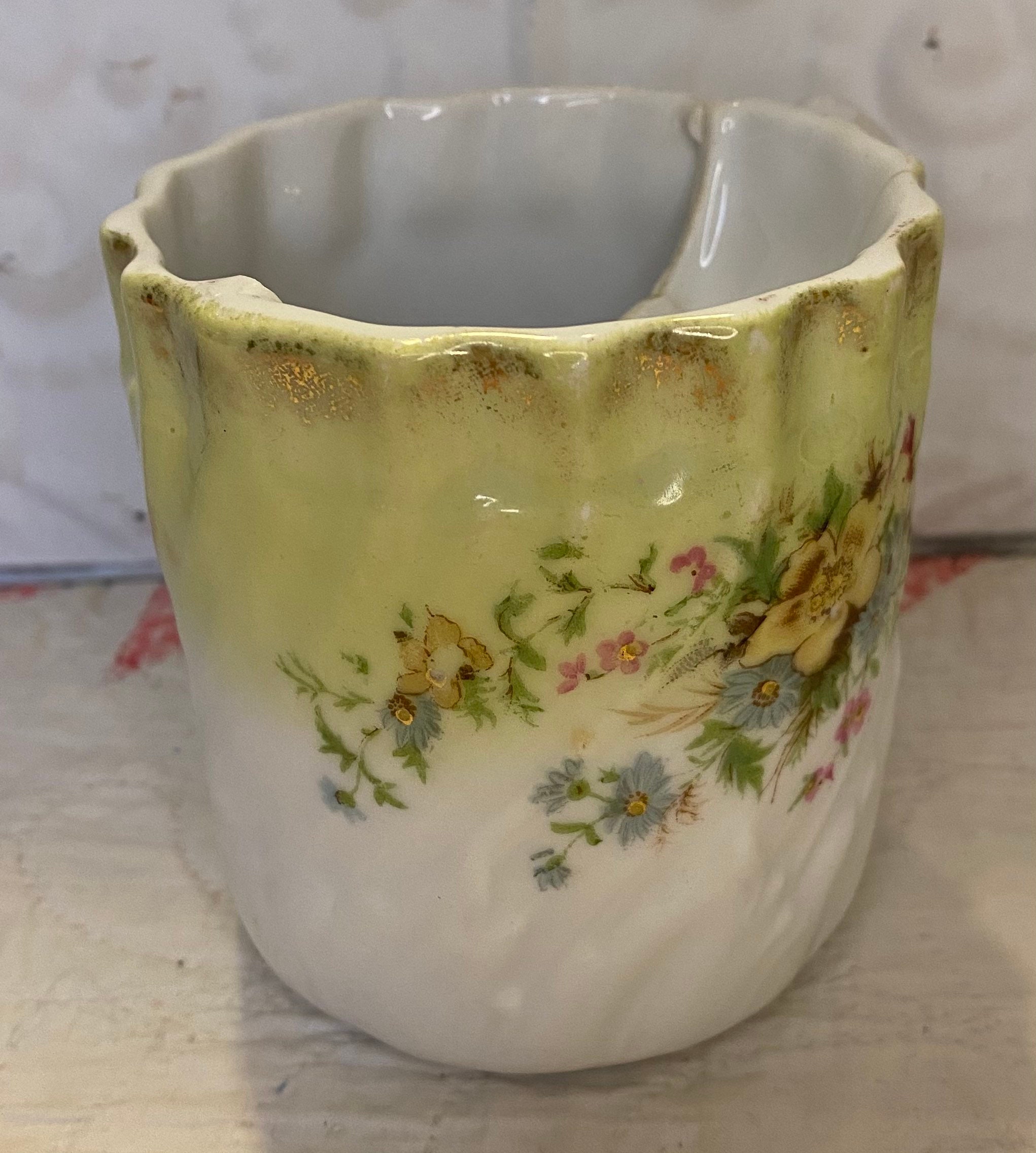Vintage Chartreuse Ceramic Porcelain Mustache Cup With Floral - Etsy UK