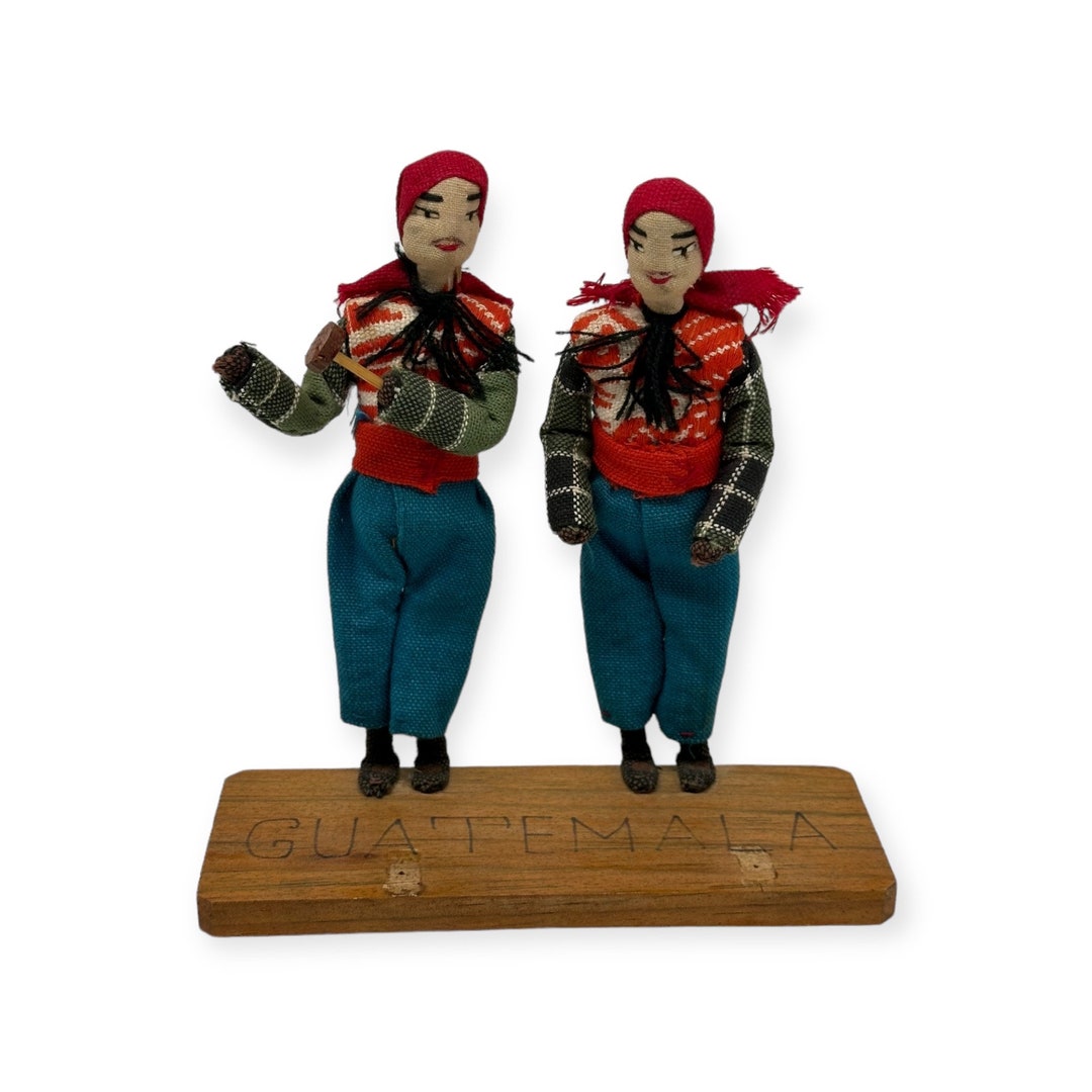 Vintage Guatemalan Folk Art Dolls Figurines Two Mayan Men 7” Tall - Etsy