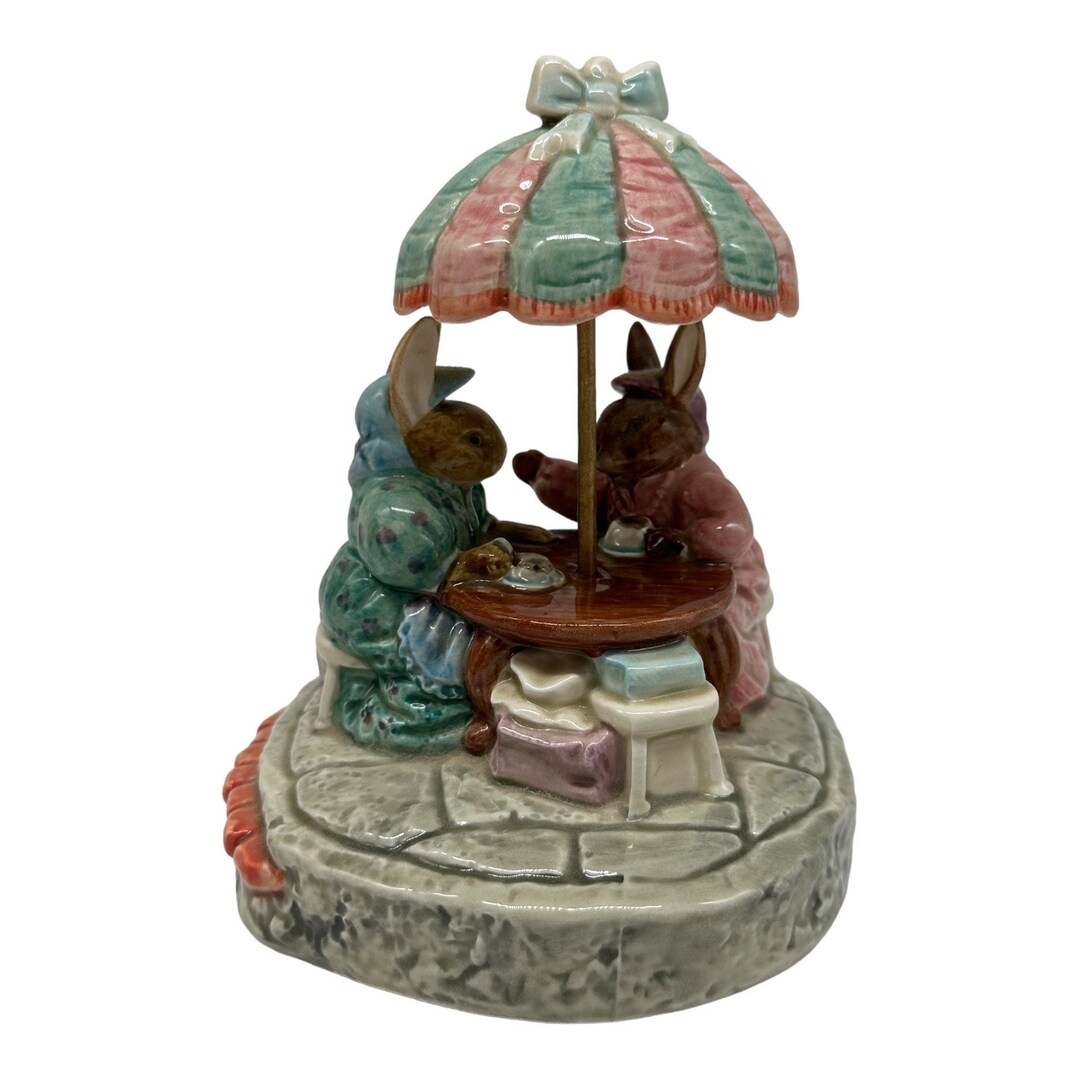 VTG Otagiri Japan Music Box Bunnies Having Tea You've Got A Friend Hand ...