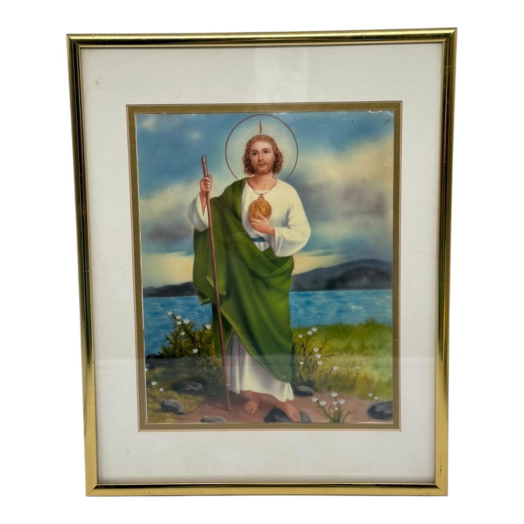 Vintage Saint Jude Tadeo Gold Framed Picture Religious 11.5” X 14.5 - Etsy