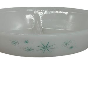 MCM Atomic Starburst Glasbake Retro 1960s Milk Glass Divided Casserole ...