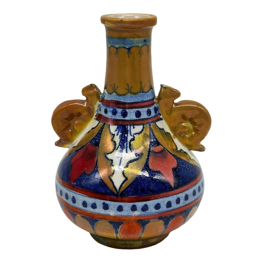 Vintage Hand Painted Pottery Vase Cellini Italy Art Deco Small Vase 4. ...