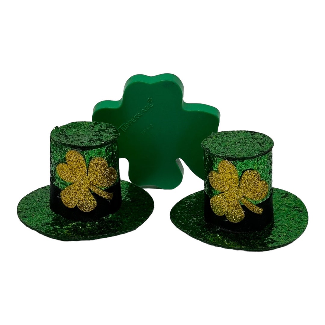 Vintage Set of 2 St Patrick’s Day Mini Hats & Tupperware Shamrock ...