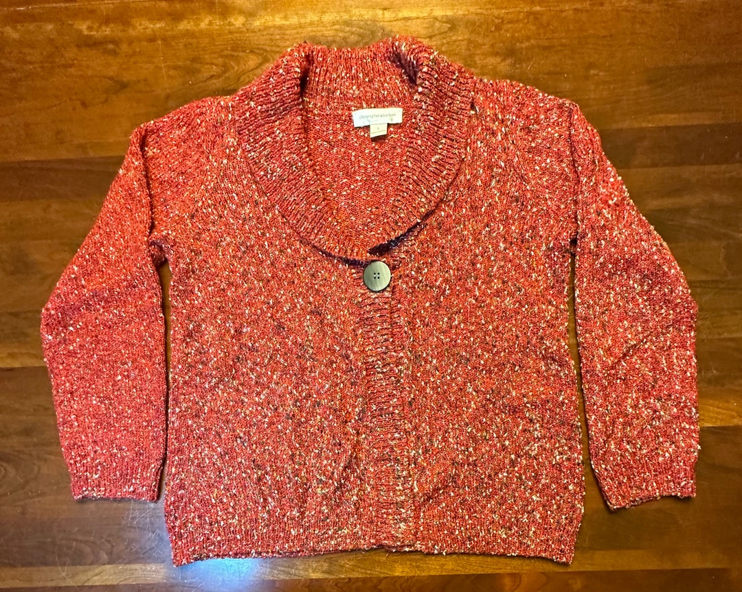 Vintage Christopher & Banks Womans Large Cardigan Sweater One Button ...