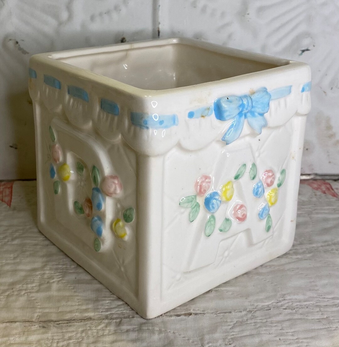 Vintage Ceramic Nursery Cube ABC Planter Unmarked Pink Blue 4” - Etsy