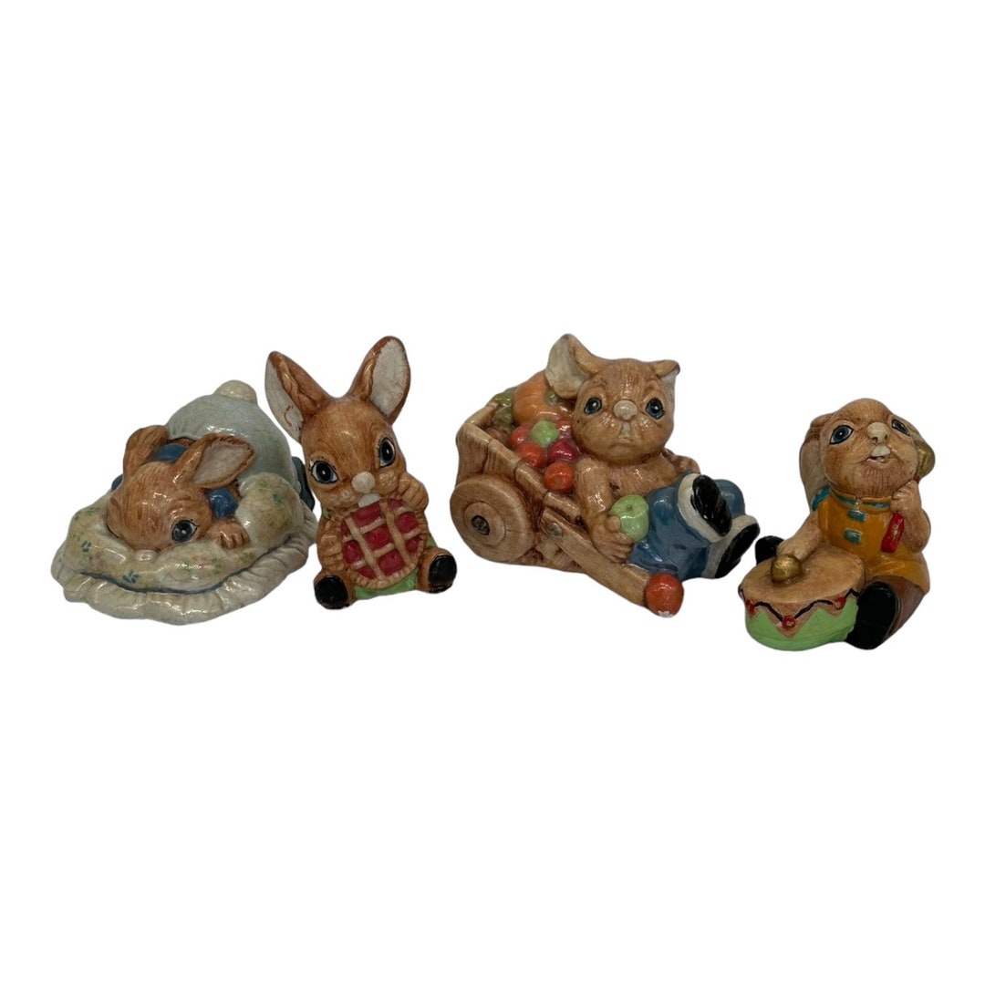 Vintage Set of 4 Pendelfin Bunny Rabbit Figurines Stonecraft England - Etsy