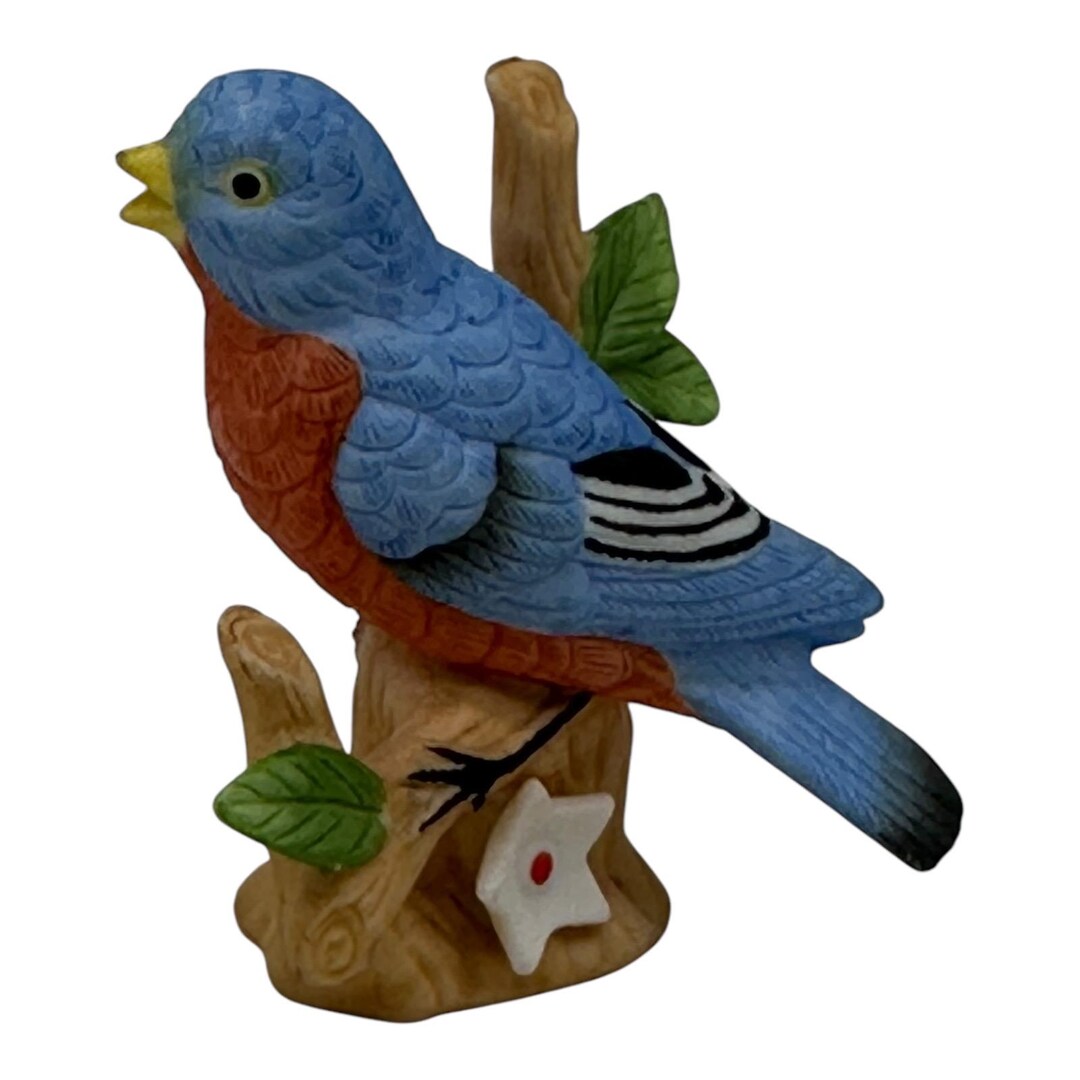 Vintage Lefton Handpainted 2.5" Eastern Bluebird Branch Ceramic ...