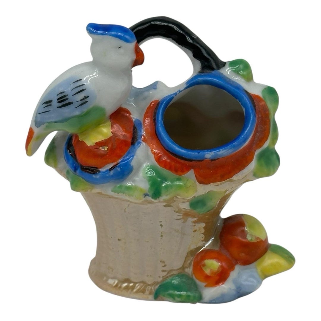 Vintage Bird Cockatoo Ceramic Colorful Small Bud Vase - Made in Japan ...