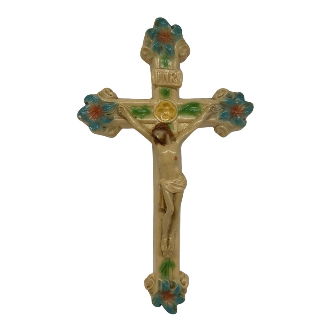 Vintage Chalkware Religious Jesus on the Cross Wall Hanging Plaque ...