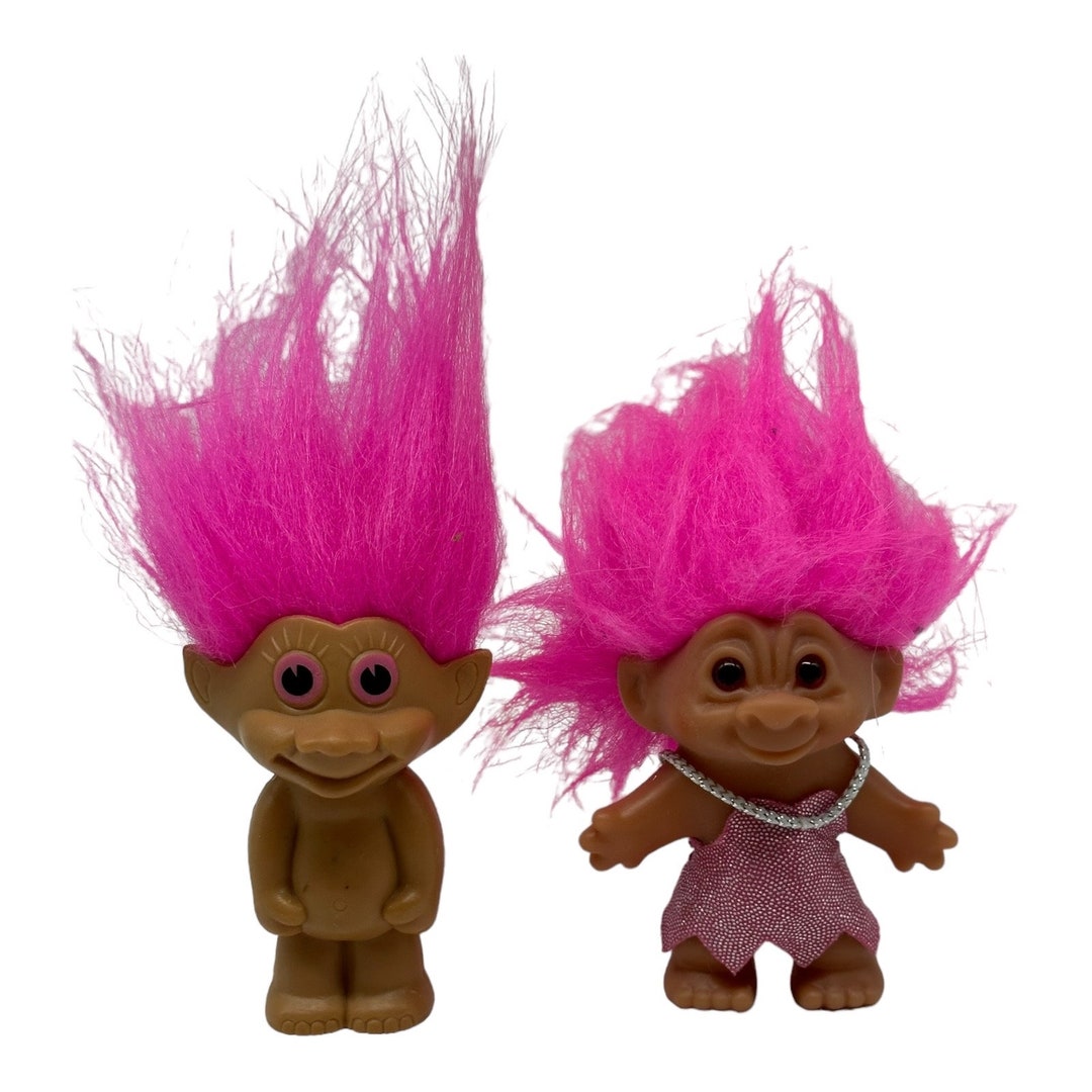 2 Troll Dolls~dam 5 Pink Hair Sparkle Dress 2005 & Topps Troll Candy ...