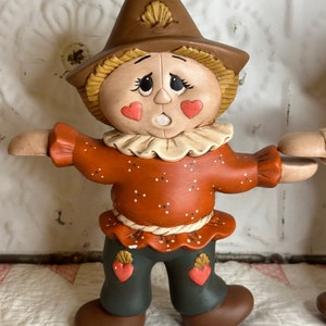 Vintage Hand Painted Ceramic Fall Halloween Scarecrow Figurines 8” Two ...