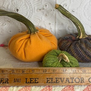NEW Set of 3 Handmade Fall Autumn Wool & Sweater Fabric Pumpkins ...