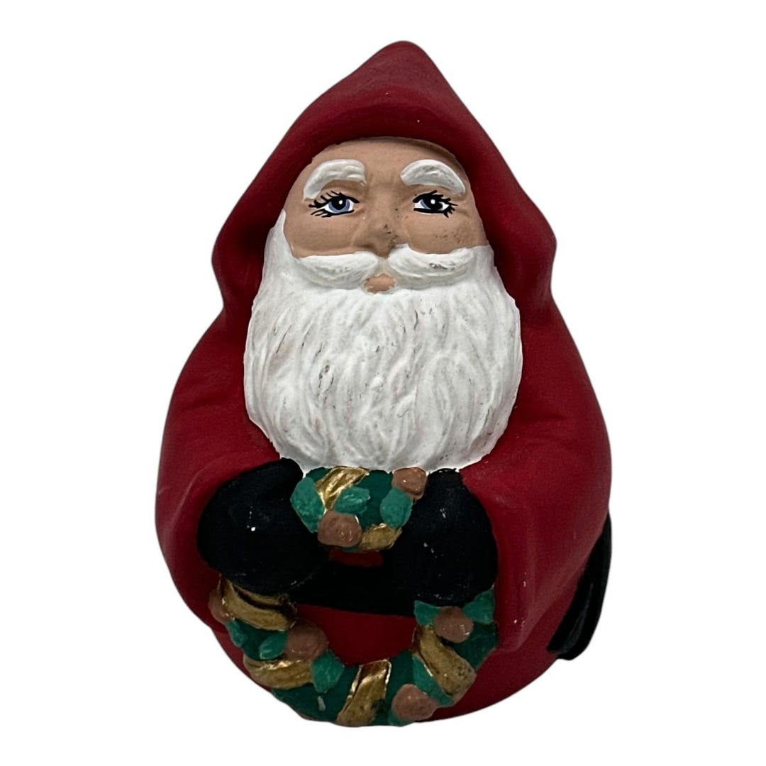 Vintage Hand Painted Ceramic Old World Santa Claus Roly Poly Figurine 3 ...