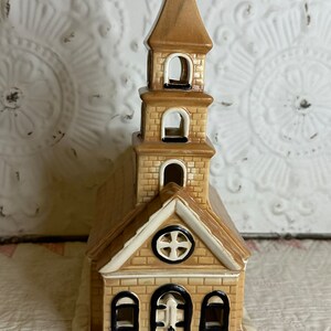 Vintage Hand Painted Christmas Ceramic Church No Light Mr. Ceramics USA ...