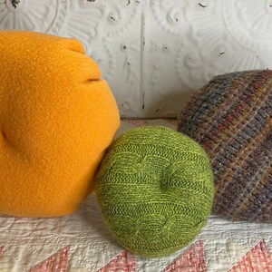 NEW Set of 3 Handmade Fall Autumn Wool & Sweater Fabric Pumpkins ...