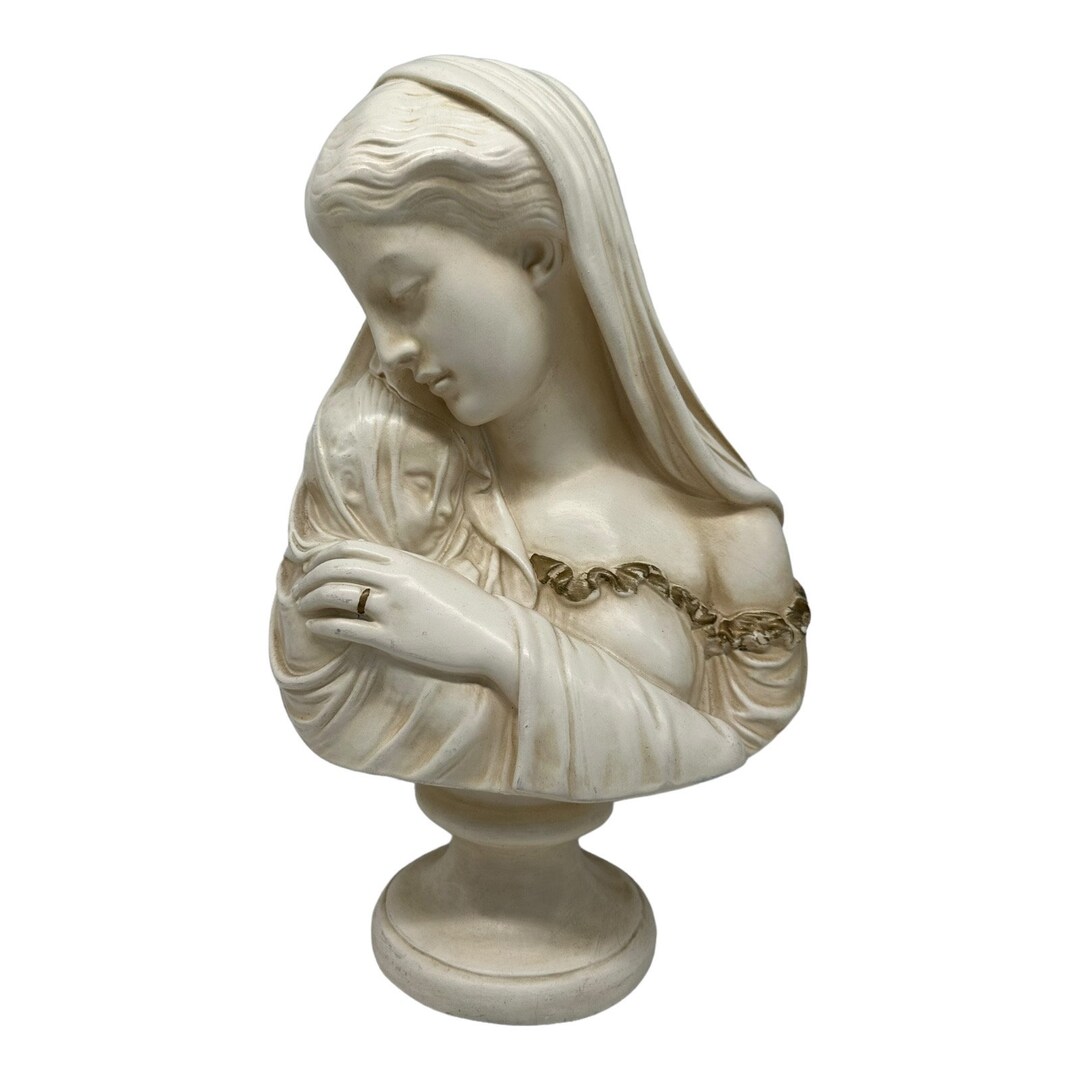 Vintage Mid-century Marwal Madonna Mary & Child Ceramic Bust Sculpture ...