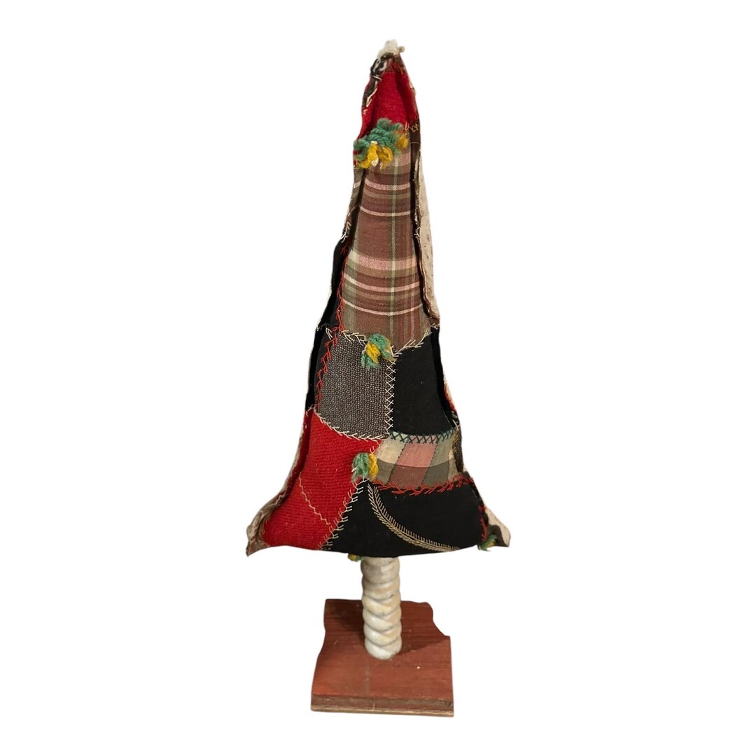 NEW Handmade Repurposed Christmas Tree Vintage Quilt Spindle Trunk Wood ...