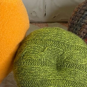 NEW Set of 3 Handmade Fall Autumn Wool & Sweater Fabric Pumpkins ...