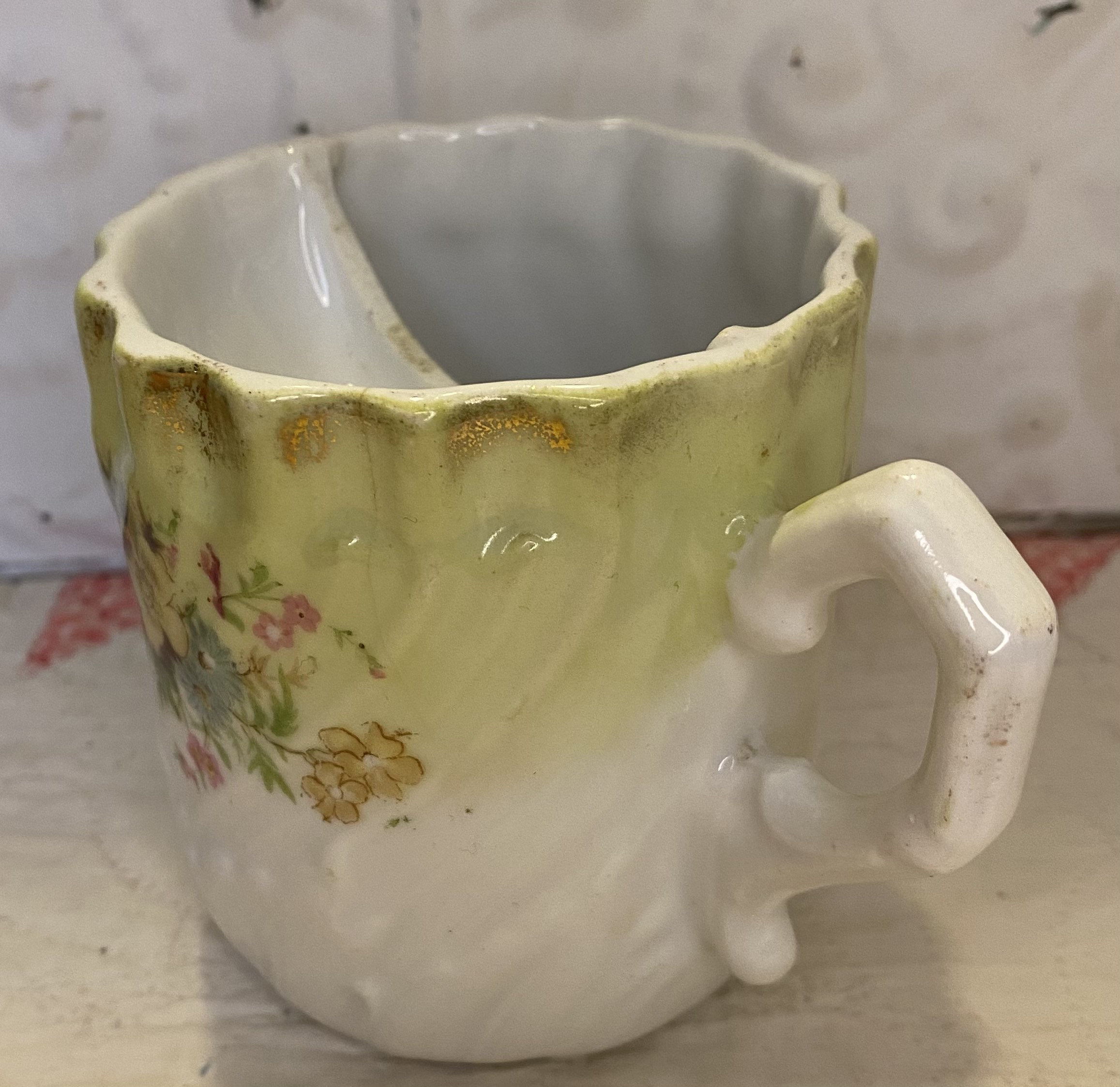 Vintage Chartreuse Ceramic Porcelain Mustache Cup With Floral - Etsy UK