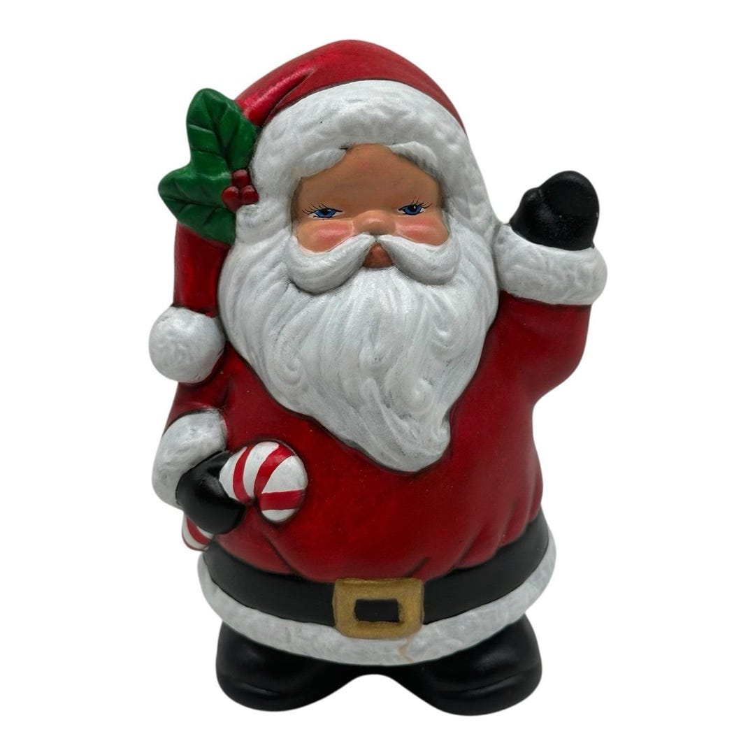 Vintage 5.5" Santa Claus Saint Nick Ceramic Mold Figurine Holding A ...