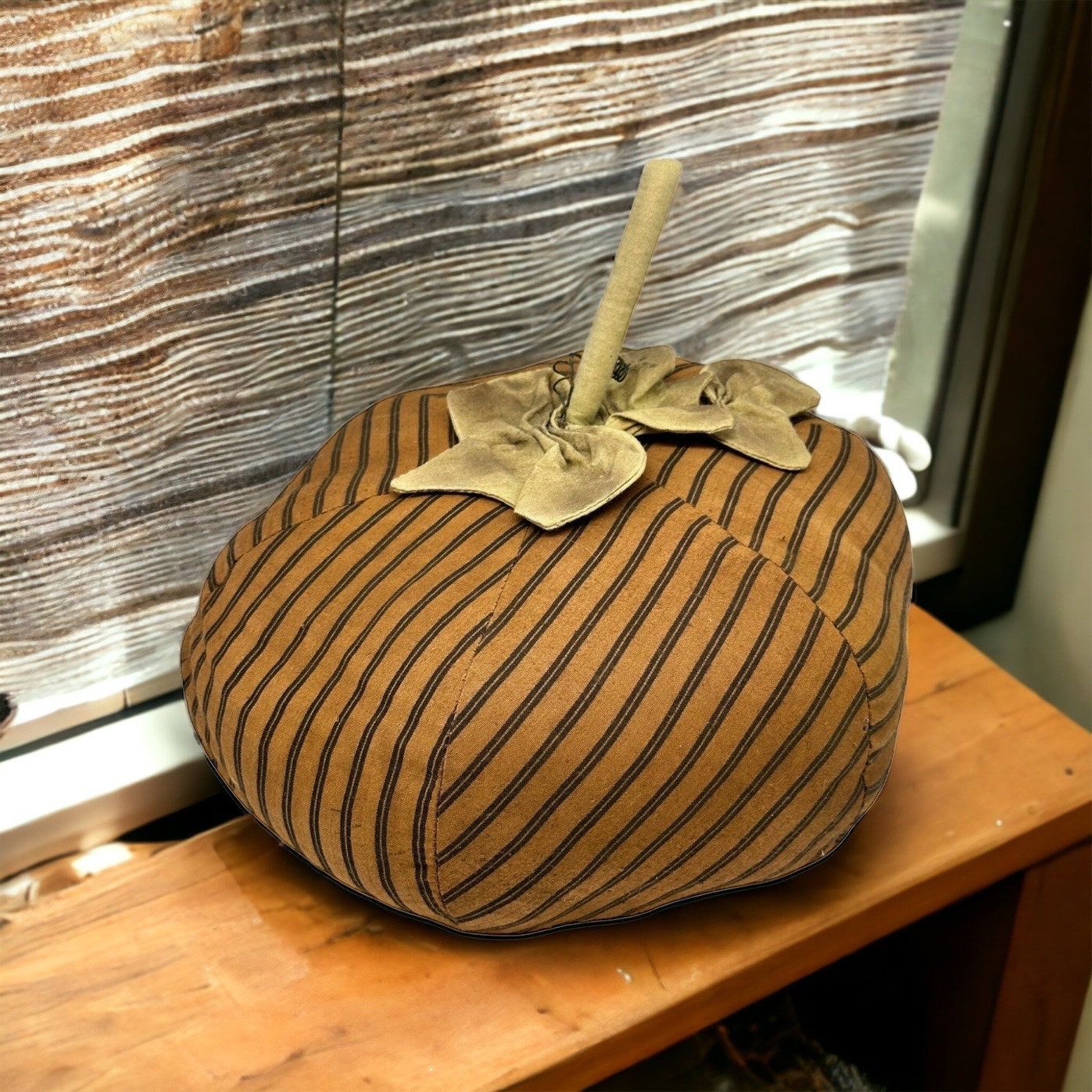 Vintage Lang Primitive Folk Art Halloween Fabric Striped Pumpkin With ...