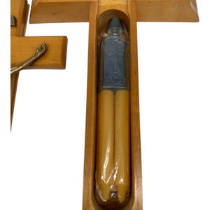 Vintage Wooden Cross Crucifix Plastic Christ Last Rights Sick Call ...