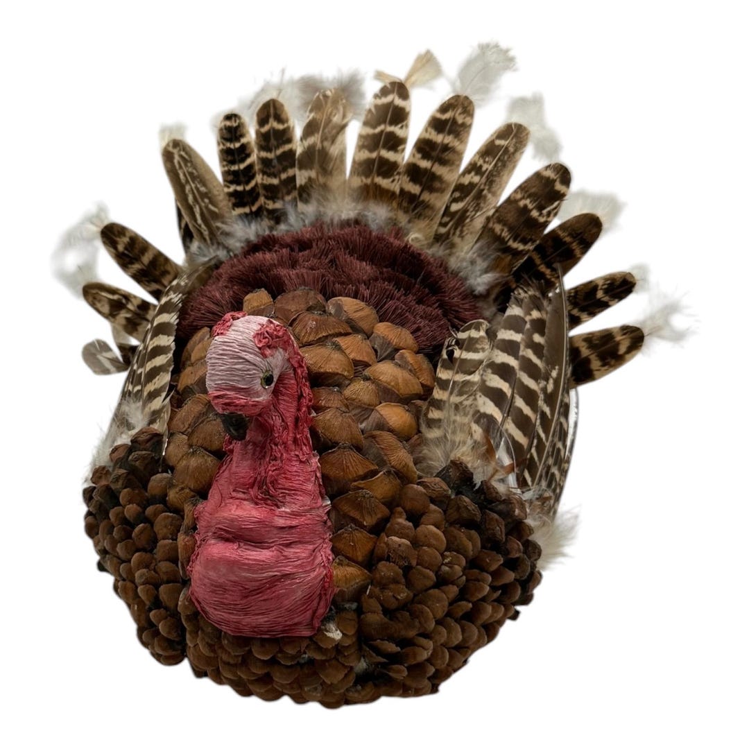 Vintage Fall Autumn Harvest Thanksgiving Pinecone Feather Natural ...